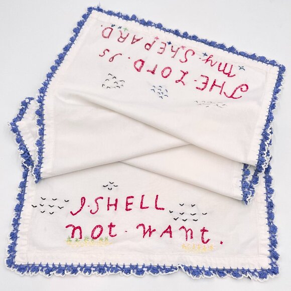 Vintage | Art | Vintage Embroidery The Lord Is My Shephard I Shell Not ...